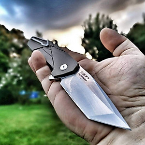 Ruike P138B Tactical Pocket Folding Knife 14C28N Stainless Steel Liner Lock Safety G10 Tactical Knife with Pocket Clip Lanyard EDC Outdoor Tool Thrust Rolling Bear