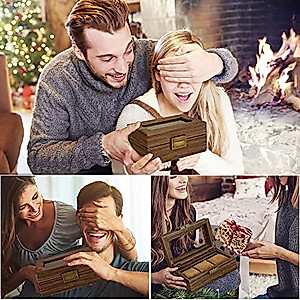 anyasun Watch Box for Men-PU Leather Watch Organizer,3 Slots Watches Display Case Storage Boxes with Glass Lid