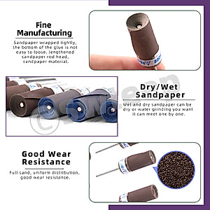 Swpeet 10 Pcs Sanding Drums Sleeves Kit, 180-2500 Grit Sandpaper Grinding Head Sandpaper Bar Stick, Abrasives Cartridge Rolls, Polishing Burr Stick Roller Sanding Tool, Woodworking Polishing Tool