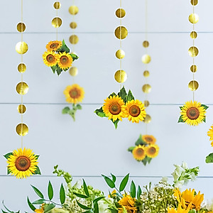 Cheerland Sunflower Party Decorations Artificial Sunflowers Garland Banners Hanging Streamers Home Decor for Wedding Bridal Shower Classroom Office Sun Flower Birthday Party Decorations- Pack of 12