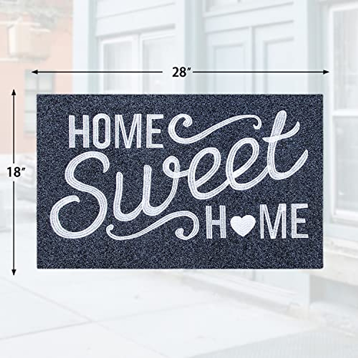 AAZZKANG Front Door Mat Non Slip Welcome Mats Outdoor Home Sweet Home Doormat with Rubber Backing Easy to Clean Indoor Mats for Entrance High Traffic Areas Entry Grey
