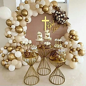 White Gold Balloon Garland Kit - 171pcs White and Gold Latex Balloons Arch Kit, White Gold Balloon Wall for Birthday Baby Shower,Wedding Bridal,Graduation,First Communion Baptism Party Decorations