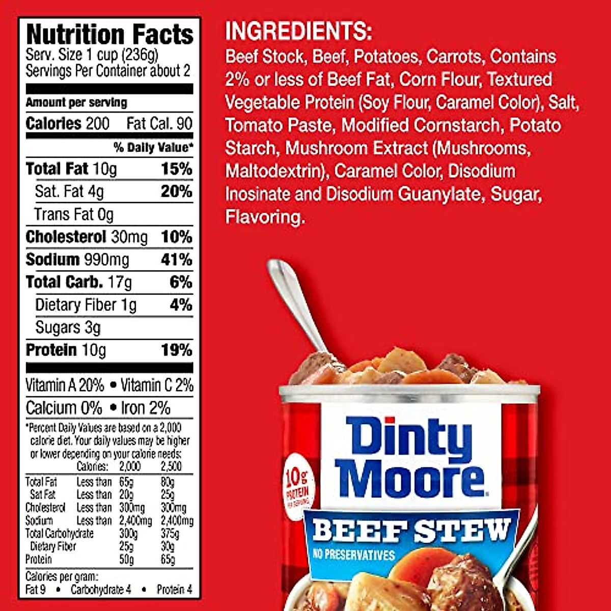 DINTY MOORE Beef Stew With Potatoes & Carrots, 20 Oz Can