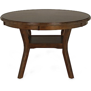 New Classic Furniture Gia 5-Piece Round Dining Set with 1 Dining Table and 4 Chairs, 47-Inch, Brown