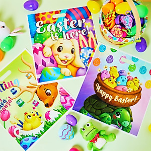 JOYIN 48 Pcs Easter Gift PE Bags 11.8" x 11.8", Egg Shaped PE Easter Gift Goodie Bags Party Treat Bags for Easter Egg Hunt, Easter Kids Party Favor Supplies