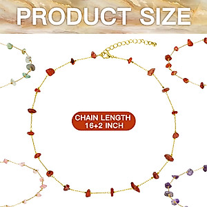 Carnelian Necklace 4 Pieces Carnelian Crystal Necklace for Women Gold Turquoise Necklace Beach Necklace Gemstone Chip Necklace Amethyst Necklace Crystal Stone Choker Necklace for Women Girl Decoration