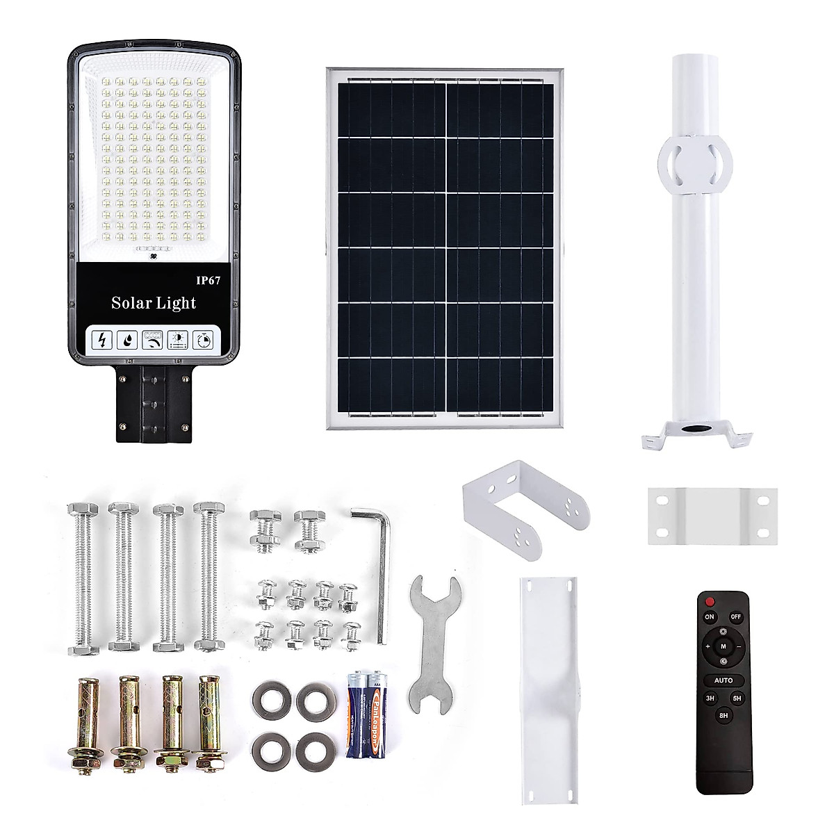 CHUCAI LED Solar Outdoor Lights,300W Solar Street Light Outdoor Lamp,IP67 Waterproof Security Flood Light with Remote Control,6500k Daylight Dusk to Dawn Solar Lights for Stadium,Parking Lot,Garden