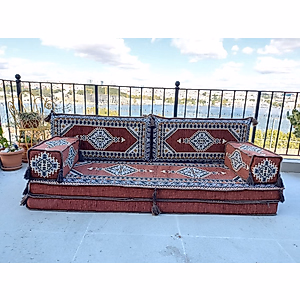 8 Thickness Arabic Sofa Floor Seating Set, Pallet Sofa, Turkish Floor Cushions, Sectional Sofa, Arabic Majilis, Ottoman Couch, Arabic Jalsa (Brown)