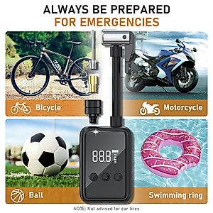 Tiiletzote Bike Pump Portable Air Compressor, 130 PSI Mini Bike Tire Pump with Gauge, Bicycle Inflator Pump Fits Presta & Schrader Valve, Electric Pump Auto Shut-Off, Small Air Pump Ball Motorcycle