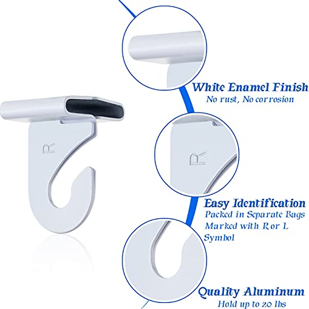 Aluminum Ceiling Hooks for Drop-Ceiling T-Bars Right and Left White Ceiling Hanger T-Bar Track Clip Suspended Ceiling Hooks Grid Clips for Hanging Plants Office Signs Decorations (20)