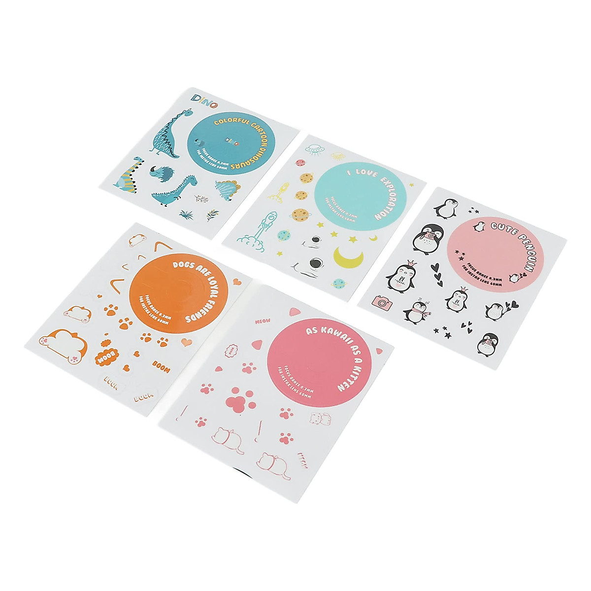 Colored Stickers, PVC 5 Different Designs Camera Stickers for Protective Covers Space Animals Series
