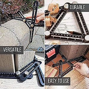 Strongman Tools Heavy Duty Aluminum Angle Measuring Ruler Angle Finder Template Ideal Gift for The DIY Lover Craftsman Carpenter Construction (Includes Pouch + Pencil) Woodworking Tool