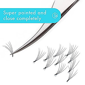 Eyelash Extension Tweezers Set of 2 Eyelash Tweezers - Isolation Tweezers Eyelash Extensions and Volume Lash Tweezers - Straight and Pointed Curved Tweezers - Professional Lash Tweezers – by CLW