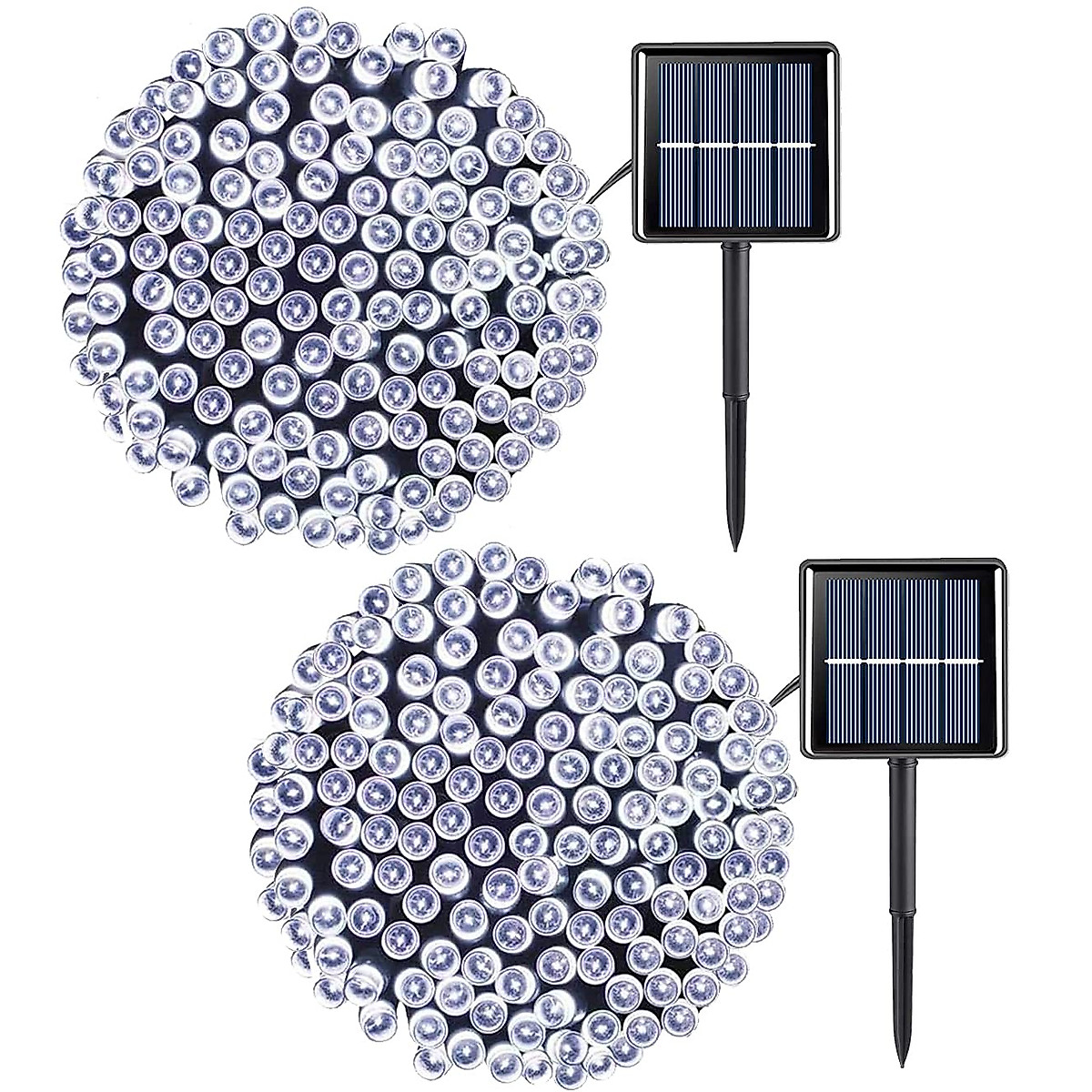 QITONG 2 Pack White Solar Christmas Lights, Each 66ft 200LED Solar String Lights Outdoor Waterproof, 8 Modes White Solar Lights for Outside Tree Yard Garden Christmas Decorations (Cool White)