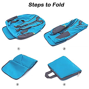 DaKuan Pack of 2 Lightweight Foldable Backpack, Water Resistant Travel Hiking Packable Backpack 20 Liters (Black & Blue) for Camping, Outdoor, Travel Cycling