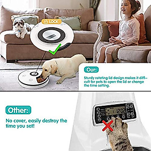 Chintu Automatic Cat Feeder, Auto Cat Food Dispenser - 6 Meals Pet Wet Food Dispenser for Small Dog with Programmable Timer Portion Control Timed Cat Feeder with Voice Reminder
