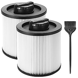 Gazeer 2-Pack DXVC6910 Cartridge Filter Replacement with Black Brush for DEWALT 6-16 Gallon Wet/Dry Shop Vac Fits DeWalt DXV06P DXV09P DXV10P DXV10SA DXV12P DXV14P DXV16P(NOT FOR DXV08S 8 Gallon)