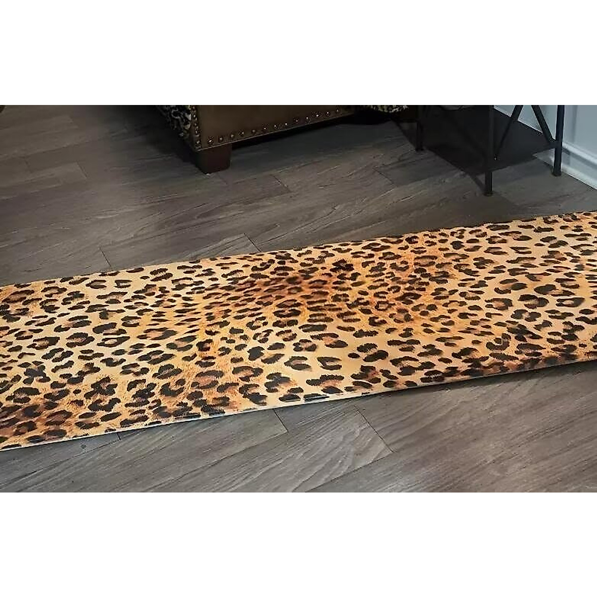 Leopard Print Long Runner Rug for Hallway,Cheetah Safari Wild Animals Tiger Skin Texure Wildlife,Area Rug Non-Slip Floor Carpet for Bedroom Indoor Doormat Entrance Door Mat Washable Kitchen Mat,Orange