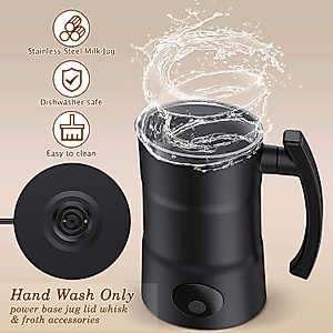 Milk Frother Electric, Coffee Frother, Warm and Cold Milk Foamer, 4 IN 1 Automatic Milk Warmer Stainless Steel with Touch Screen, for Coffee, Latte, Hot Chocolate,Cappuccinos and Macchiato,Black