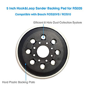 5 Inch Hook and Loop Sander Backing Pad for RS035, Compatible with Bosch ROS20VS and ROS10 Random Orbital Sander