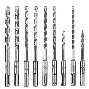 SDS-Plus Rotary Hammer Drill Bits Set,Chisels- SDS Plus Concrete Masonry Hole Tool,4pcs Chisel and 13pcs SDS Plus Rotary Hammer Drill Bit for Drilling Concrete, Masonry, Bricks and Stone(17 PCS)