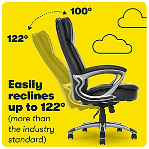 Serta Big & Tall Executive Office Chair High Back All Day Comfort Ergonomic Lumbar Support, Bonded Leather, Black