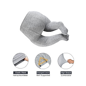 Petrass Baby Girls Cable Knitted Tights Infant Full-Footed Seamless Cotton Tights New-born Girls Seamless Leggings (Black/Ivory/Grey, 0-3 Months)