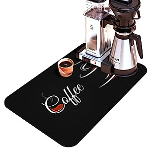Coffee Mat Absorbent and Quick Dry Mat Hide Stain Rubber Backed Anti-Slip Drying Mat 19.5x12in for Kitchen Counter-Coffee Bar