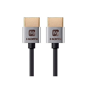 Monoprice HDMI High Speed Cable - 6in Black, 4K@60Hz, HDR, 18Gbps, 36AWG, YUV 4:2:0 - Ultra Slim Series