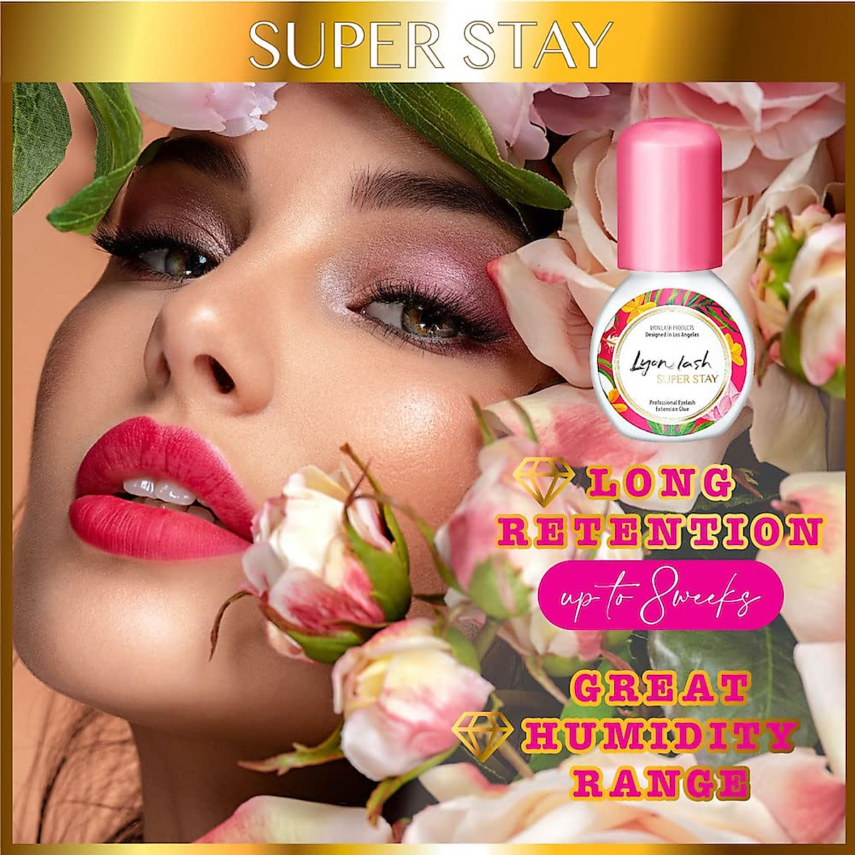 Lyon Lash Super Stay 5ml Eyelash Extension Performance Glue | 0.5 Sec Dry Time | Up to 8 Weeks Retention | Black Adhesive Supplies for Professional Use