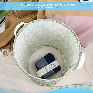 Mziart Large Foldable Laundry Basket Organizer, Collapsible Laundry Hamper Fabric Clothes Toy Storage Basket Nursery Hamper Storage Bin for Household Bedroom, Bathroom, College Dorm (Small White Leaf)