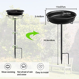 AUHOKY Freestanding Birdbaths Bowl for Outdoor, Lightweight Detachable Outdoor Bird Bath with Sturdy Metal Stake, Adjustable Birdfeeder for Garden Patio Yard Lawn Decoration (Black)