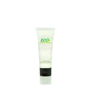 ECO Amenities Travel Size 1oz Body Wash (BULK 200 Pack) - 30ml Bulk Hotel Body Wash Supplies for Guests - Green Tea Scent Eco body wash for woman, Body wash for men, Biodegradable Container