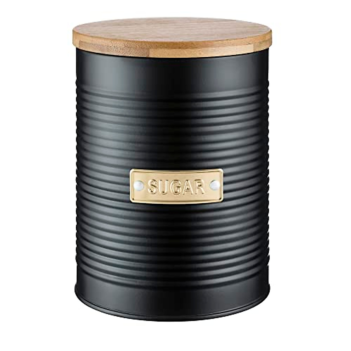Typhoon Living Otto Airtight Sugar Storage Canister with Bamboo Lid, 1.4 Litre, Matte Black/Gold
