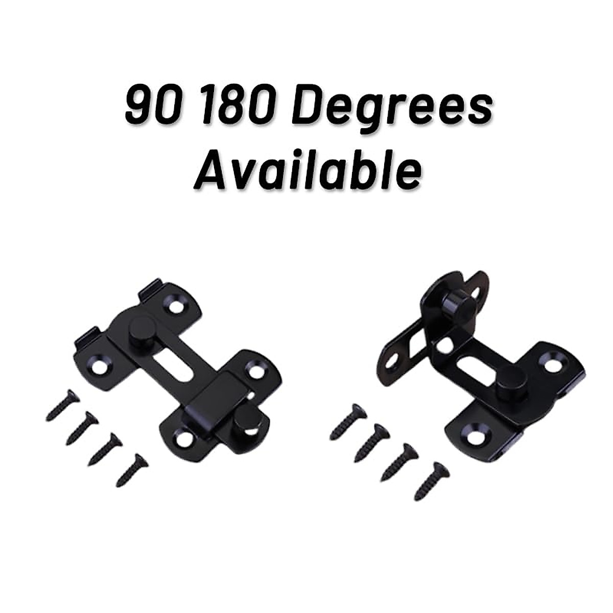 Door Lock Barn Latch（2 Pack with Screw Set) - Door Lock Latch Sliding Lock - Home Security Door Lock for Barn Bathroom, Garage, Bedroom, Cabinet (90 Degree x 2 Set)