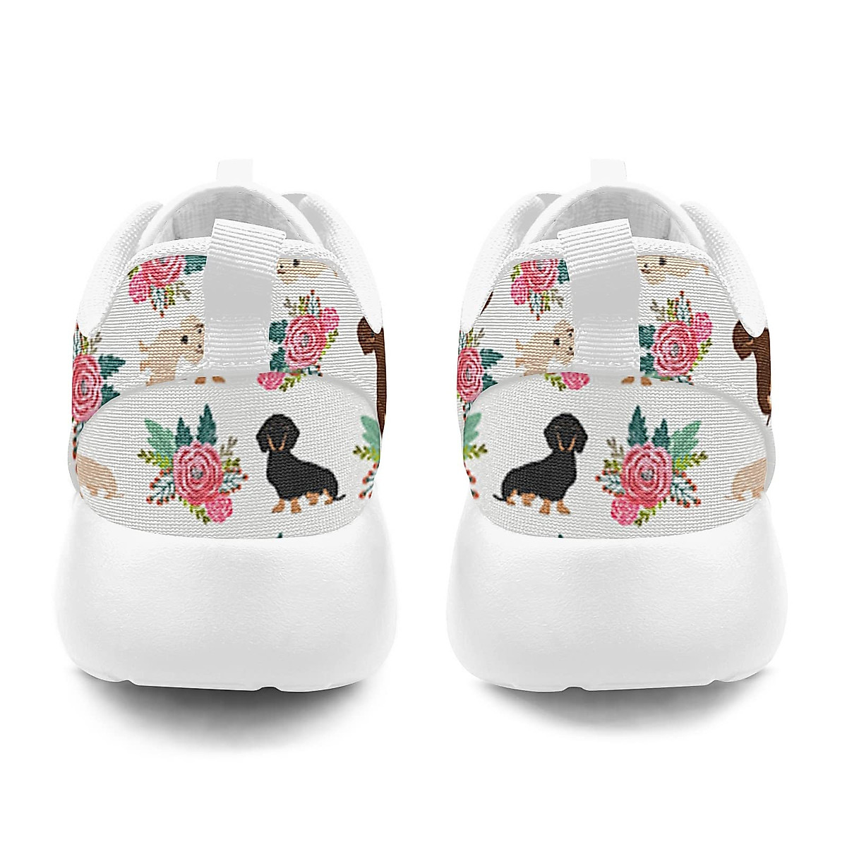 Cute Dachshunds Dog Floral Shoes for Women Walking Running Shoes Comfortable Tennis Sports Sneaker Gifts