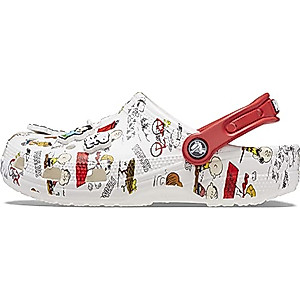Crocs Unisex Classic Peanuts Snoopy Clogs, White/Multi, Numeric_9 US Men