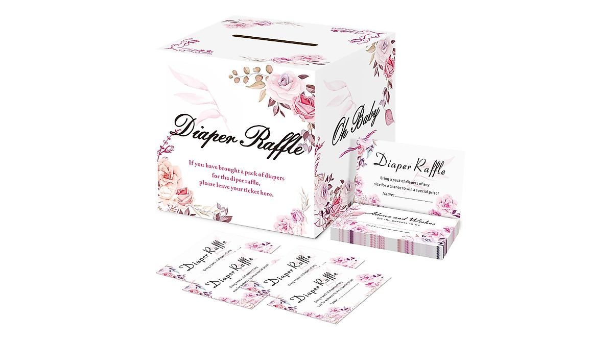 OLOUTAB Baby Shower Games,Diaper Raffle Box for Baby Shower,50 Diaper ...