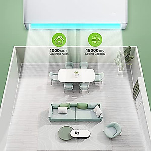 Magshion 18,000 BTU Mini Split Air Conditioner, Wall Mounted 208/230V AC with Heat Pump & Washable Filter & Installation Kits, 21.5 SEER2 - Cools Rooms up to 1000 Sq. Ft