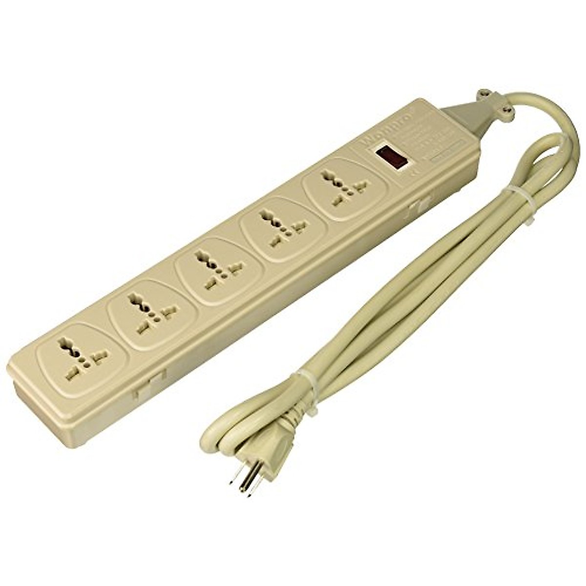 Wonpro Universal Power Strip 5 Outlets 110V-250V and 2500 Watts Built-in Universal Surge Protector with Safety Shutters and Circuit Breaker for Worldwide Use