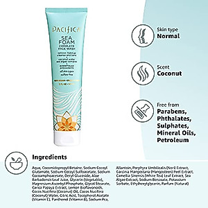Pacifica Beauty Sea Foam Face Cleanser, Daily Gentle Foaming Face Wash, With Coconut Water + Sea Algae Complex, Removes Makeup, For Combination and Oily Skin, Vegan and Cruelty Free, Clean Skin Care