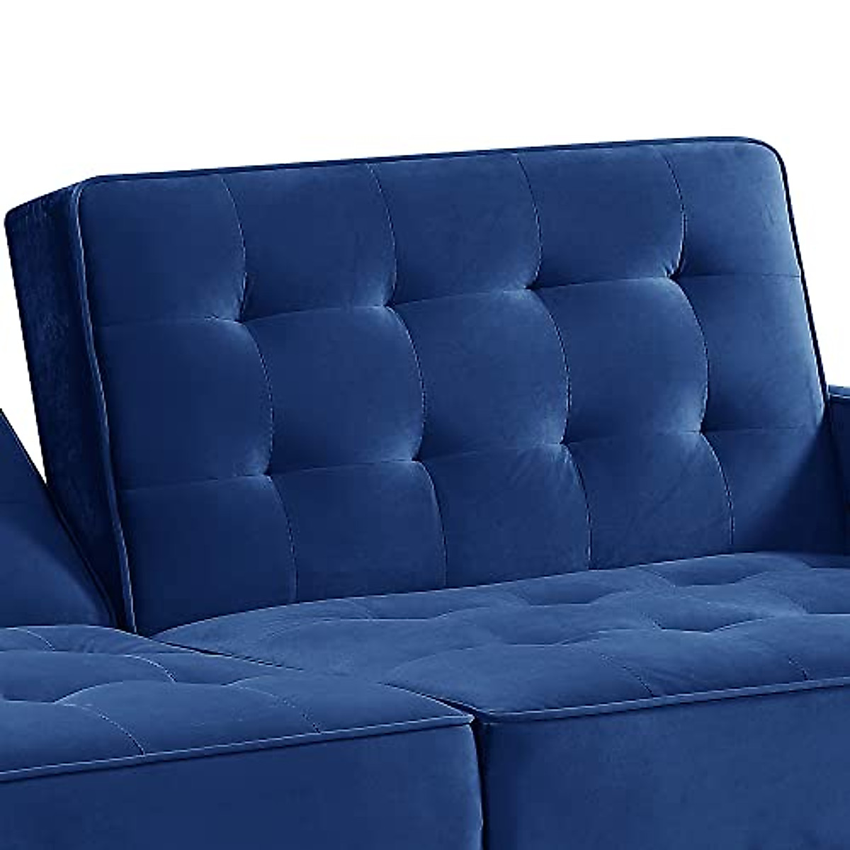 Plococo 78 inch Modern Velvet Upholstered Sofa Bed,Tufted Velvet Fabric Couch,Sofas Couches for Living Room,Apartment,Bedroom (Blue)