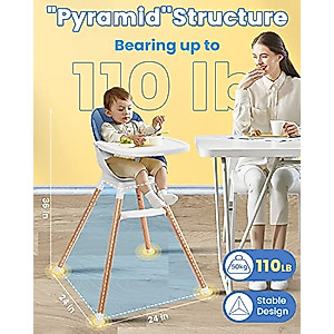 Baby High Chair for Babies and Toddlers, [ 360° Swivel ] 3-in-1 Wooden Baby Feeding High Chair, Toddler Infant High Chairs, Save Space/Easy to Clean/One-Min Assemble