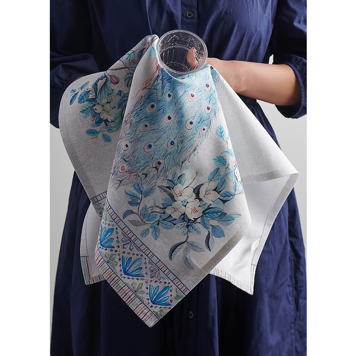 Maison d' Hermine Kitchen Towel 100% Combed Cotton Premium Set of 3 Kitchentowels Easter Tea Towels (20"x27.50") for Table Cleaning, Dining, Buffet Parties & Wedding Use - Peacock Utopia