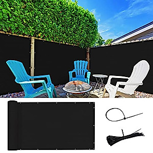 SUNLAX 6'x10' Black Balcony Privacy Screen Fence Windscreen Cover Fabric Shade Netting Mesh Cloth with Grommets UV Protection for Patio, Backyard, Porch, Railing Shield 90%