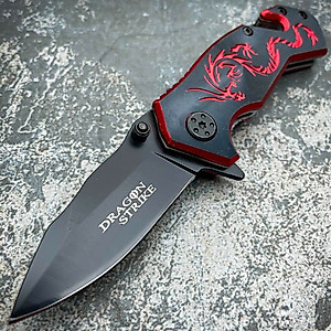 6" Fantasy Dragon Rescue Open Folding Pocket Knife Black W/ Purple Outdoor Survival Hunting Knife for Camping by Survival Steel