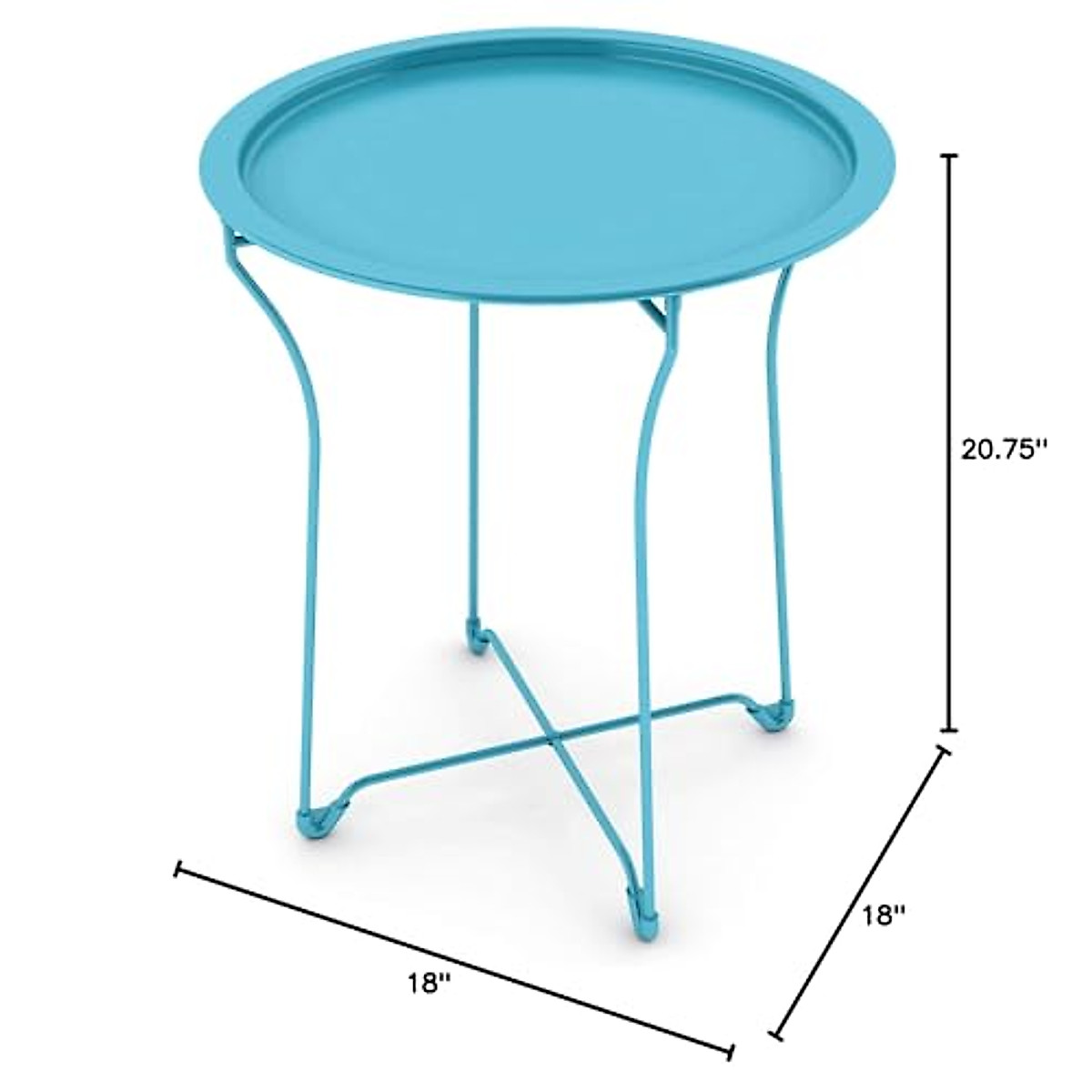 Atlantic urbSPACE Metal Side Table - Stylish Folding Tray Table, Sturdy Steel Construction with Wear-Resistant Powder Coating, PN in Capri Breeze