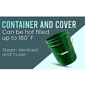 House Naturals 5 Gallon Food Grade BPA Free Container Dark Green Bucket with Screw On Black Lid