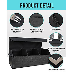 Fyzeoty Car Organizers and Storage - Trunk Organizer for Suv Sedan,Car Trunk Leather Storage Box,Extra Large,Magnetic Lid,Collapsible and Adjustable