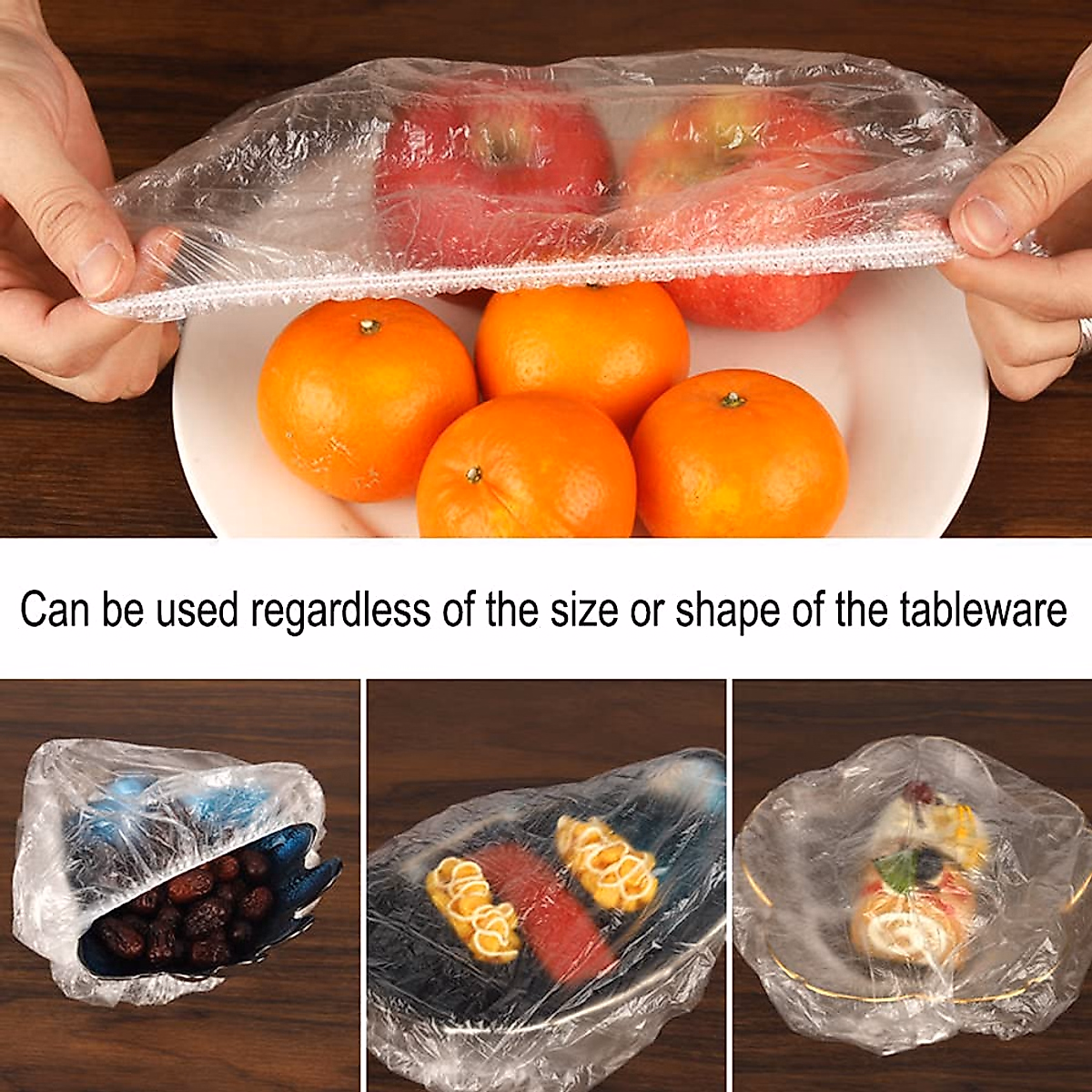 Fresh Keeping Bags,Reusable Elastic Food Storage Covers, Plastic Bowl Covers with Elastic Edging Stretch Plastic Wrap Bowl Covers (100Pcs)